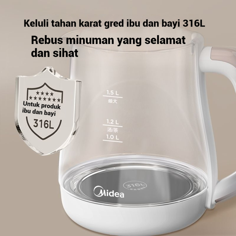 Midea Cerek Teh Klasik 316L/304L Keluli Tahan Karat Cerek Elektrik ...