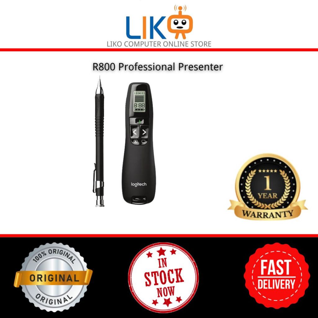 Logitech Professional Presenter R800 Wireless Presentation Clicker Remote With Green Laser