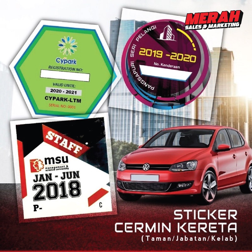 Sticker Cermin Kereta , Sticker Windscreen Kereta ( Taman / Jabatan ...