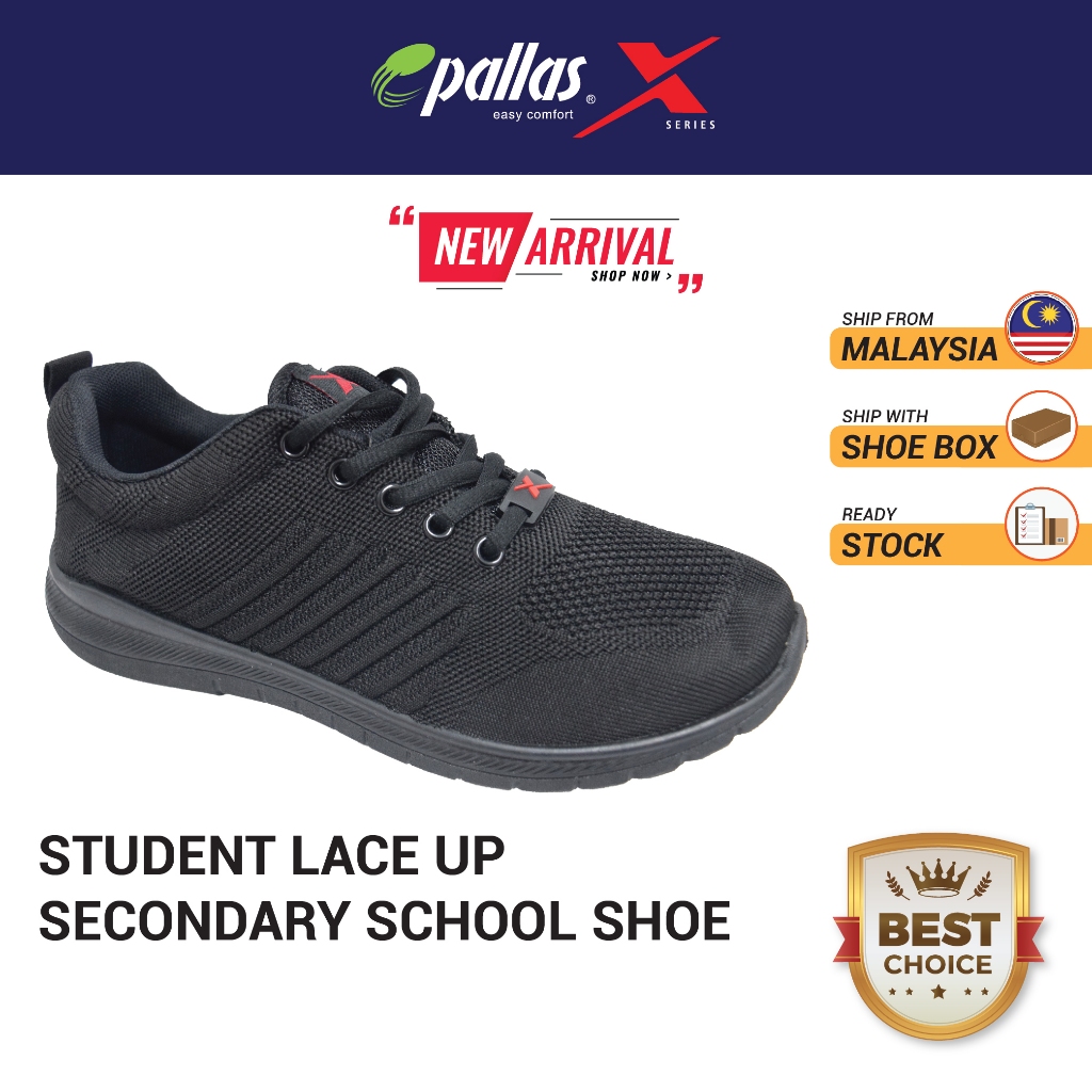 PALLAS X-SERIES Black Lace-Up School Shoe PX 37-026 / Kid's Comfortable ...