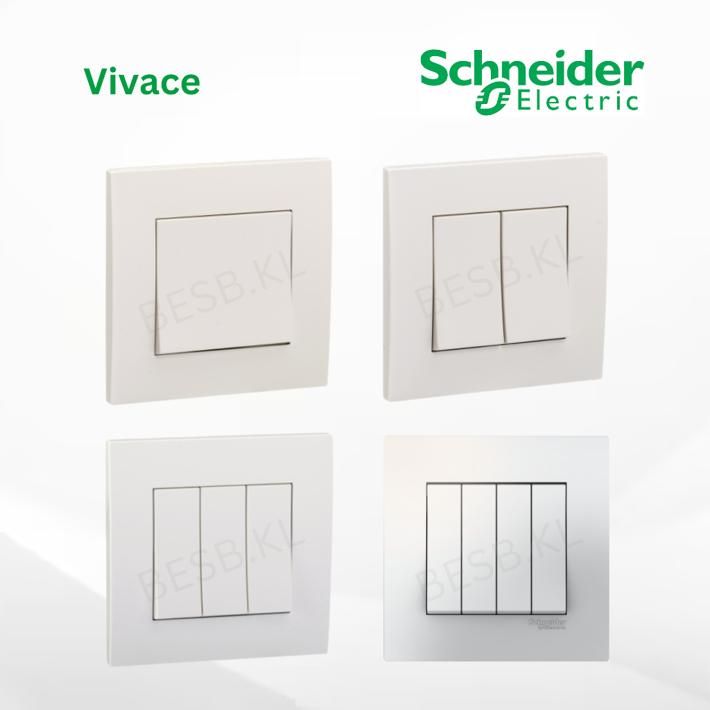 Schneider Vivace Flush Switches 1/2/3/4 Gang 1/2 Way Switch WHITE ...