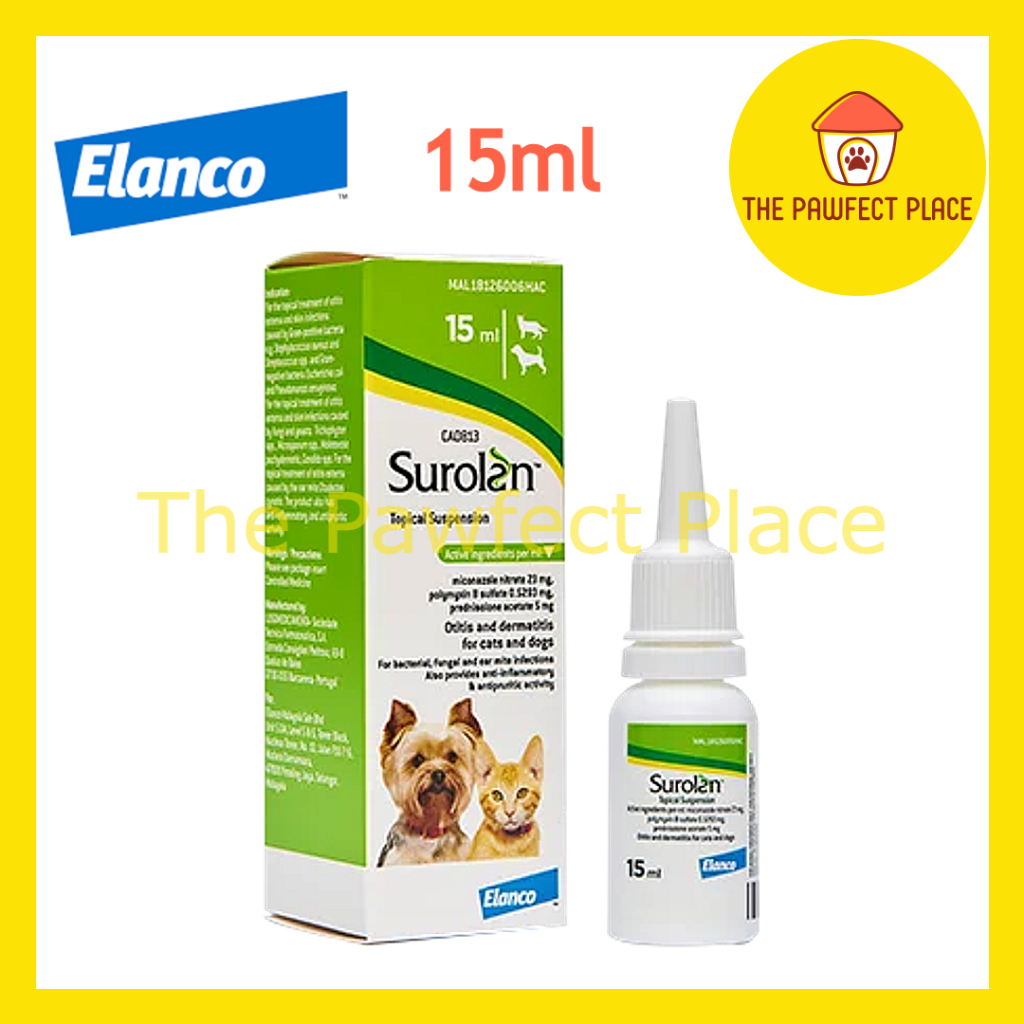 Elanco Surolan Ear Drops 15ml Cat Dog Kucing Anjing | Shopee Malaysia