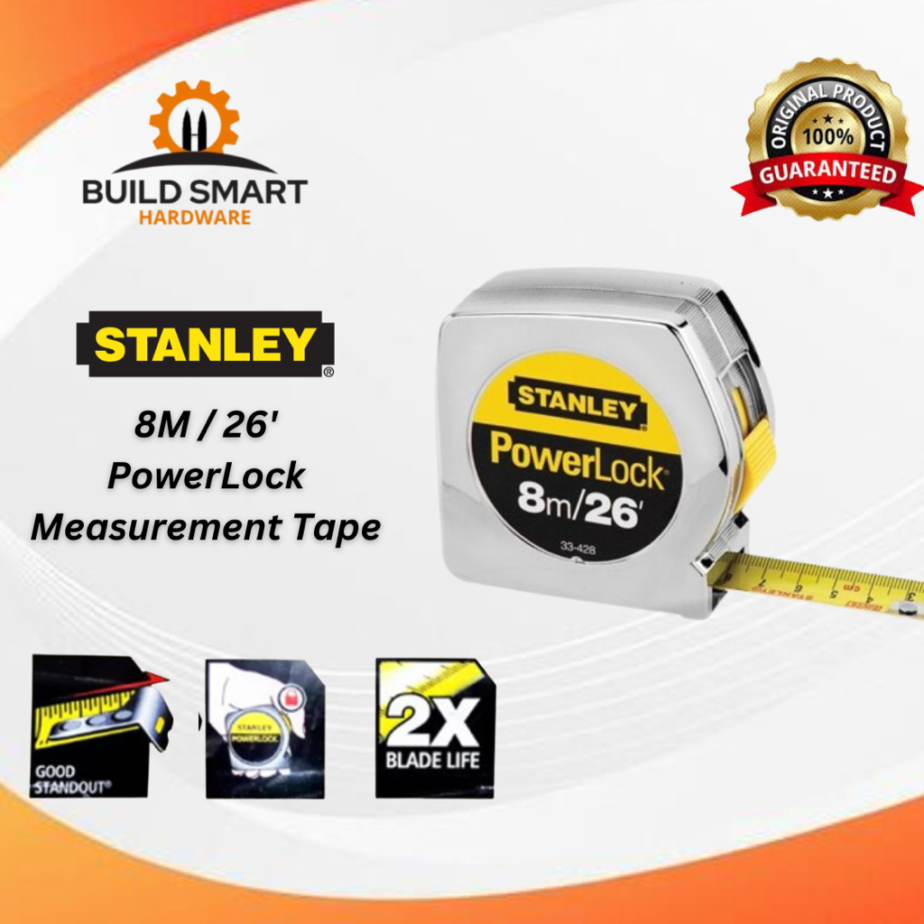 Stanley Power Lock STHT33428-8 8m 26ft Measurement Tape / Tali Tape ...