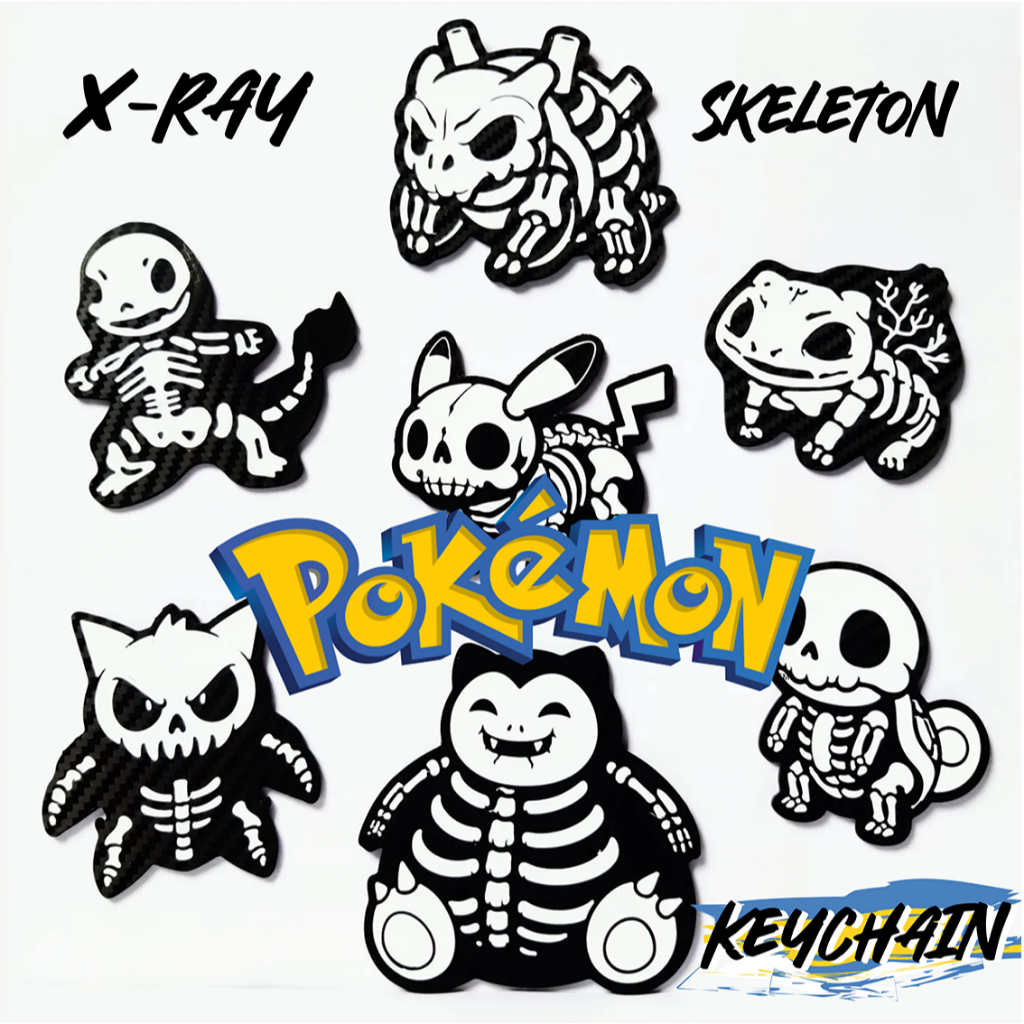 Pokemon Skeleton Cute [3D Printed] [Keychain] Pikachu Bulbasaur ...
