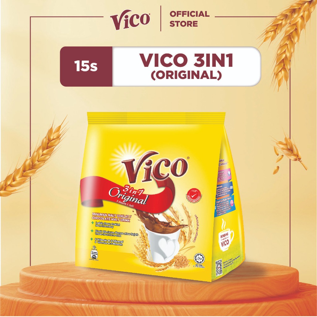 Vico 3 In 1 Original Chocolate Malt Drink (15's x 32g) | Shopee Malaysia