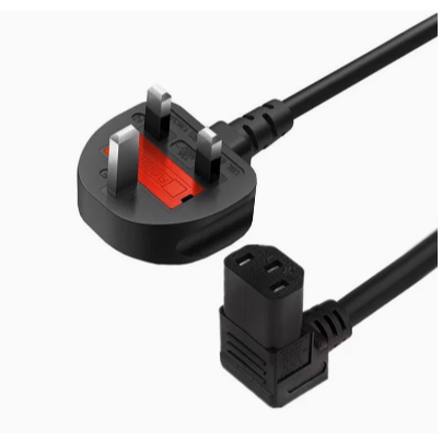 Power Cord 3Pin UK Plug to IEC C13 L-Shape (Down Angle) Full Copper ...