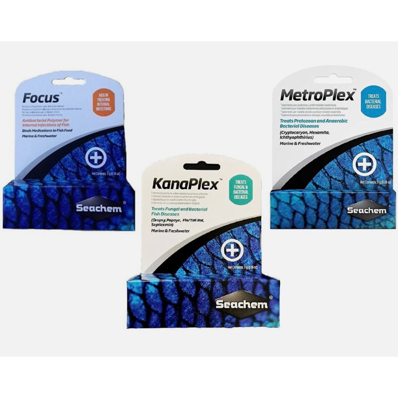 Seachem 3 Piece Treatment Kit, 1-Focus, 1-Metroplex, and 1-Kanaplex ...