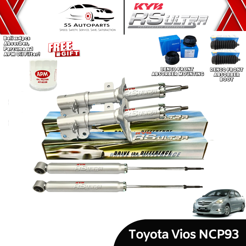 KYB RS ULTRA Toyota Vios NCP93 Heavy Duty Front & Rear Absorber With DENCO Complete Set | Shopee ...