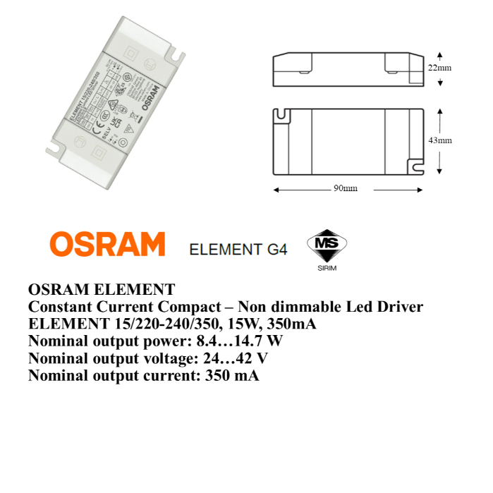 OSRAM ELEMENT 15/220-240/350 - Constant Current LED driver - Non ...