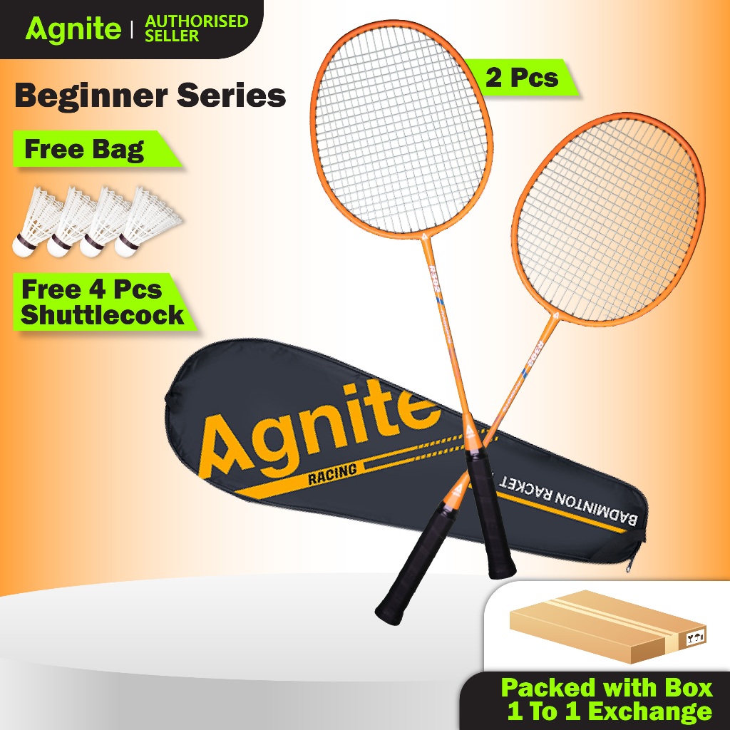 Agnite Racquet Badminton Racket Original 【2pcs】 FREE Beg Raket Baminton ...
