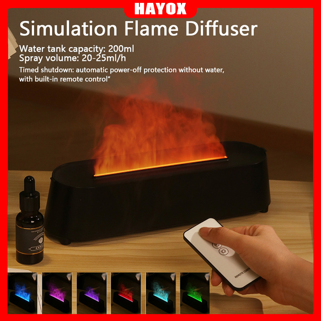 Simulation Flame Diffuser Steam essential oil spray humidifier 7-color ...
