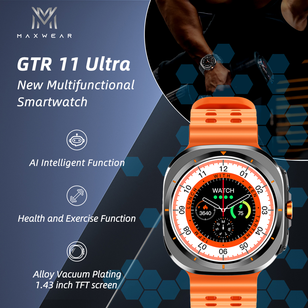 Maxwear GTR11 Ultra Smart Watch 1.43inch 4GB Memory IP68 Waterproof GPS ...