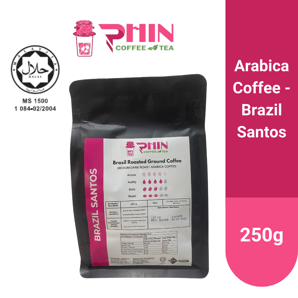 [Halal] Brazil Santos - Arabica Coffee - Medium Dark Roast - Ground ...