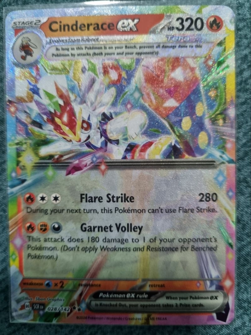 POKEMON TCG (PTCG): STELLAR CROWN SV07 CINDERACE EX 028/142-ULTRA RARE ...