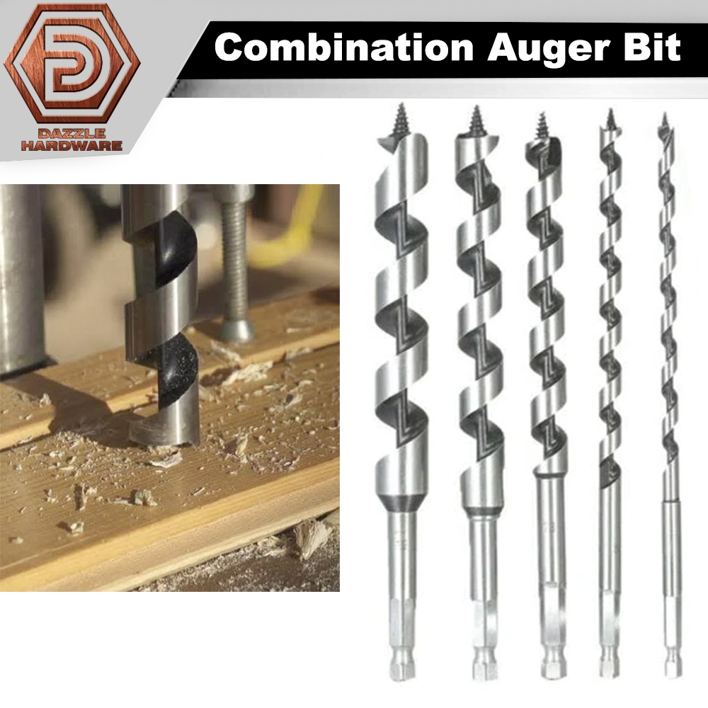 8" Combination auger bit 6mm shank auger bit mata korek kayu wood drill ...