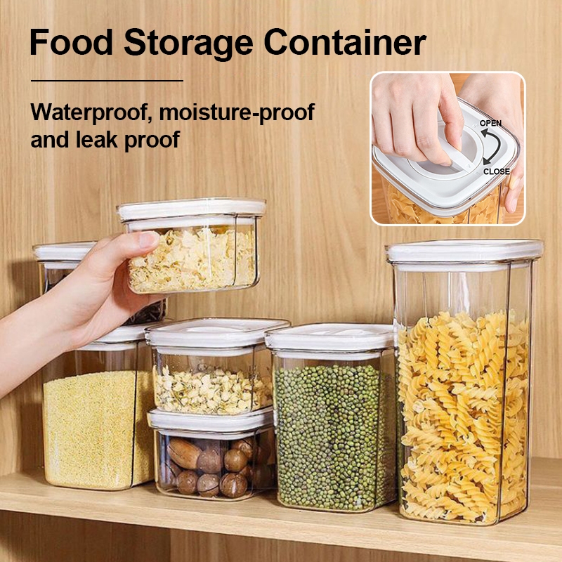 Stackable Super Airtight Twist-to-Lock Clear Food Storage Containers ...