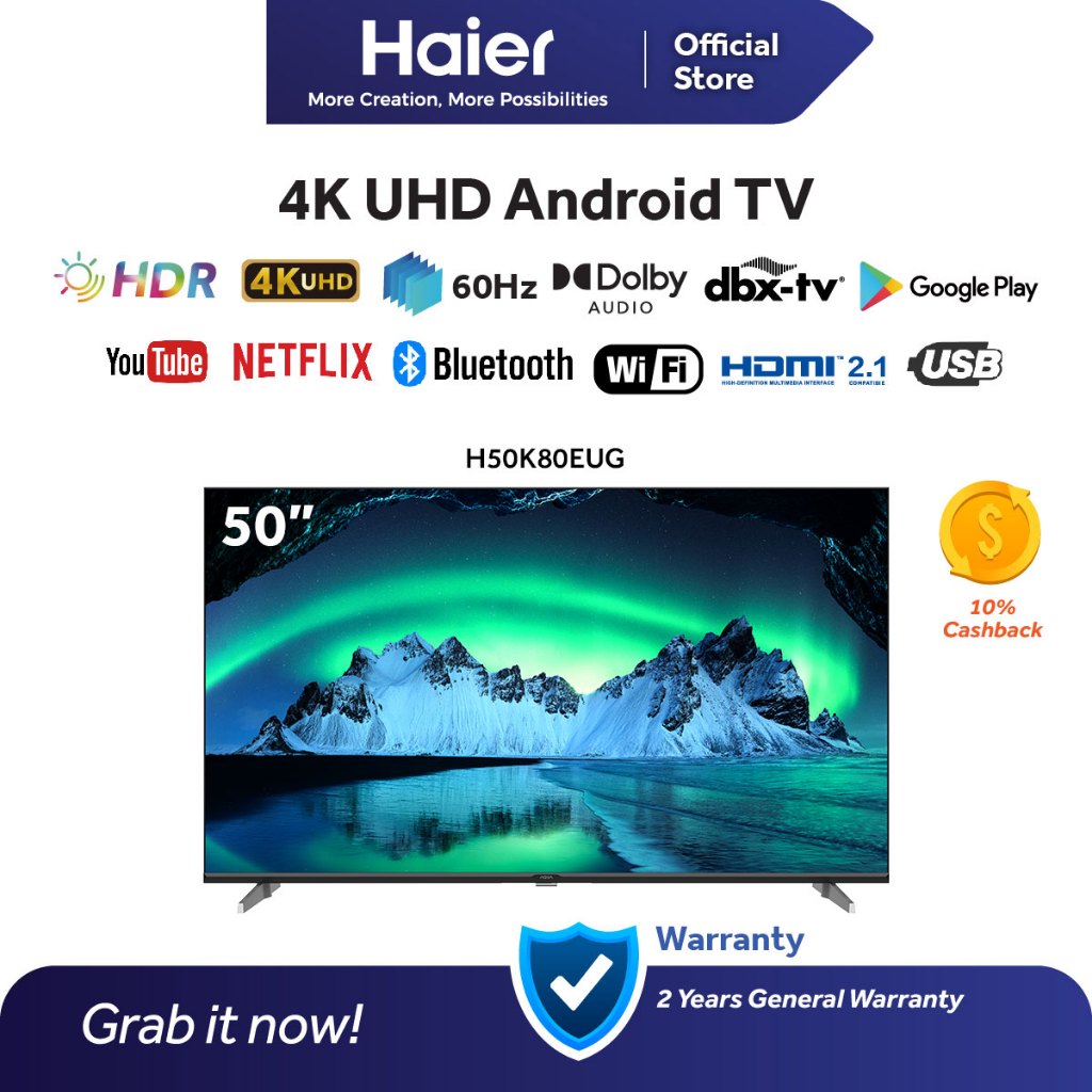 Haier 50" 4K UHD Android Smart TV (60Hz) / HDR / Dolby Audio ...
