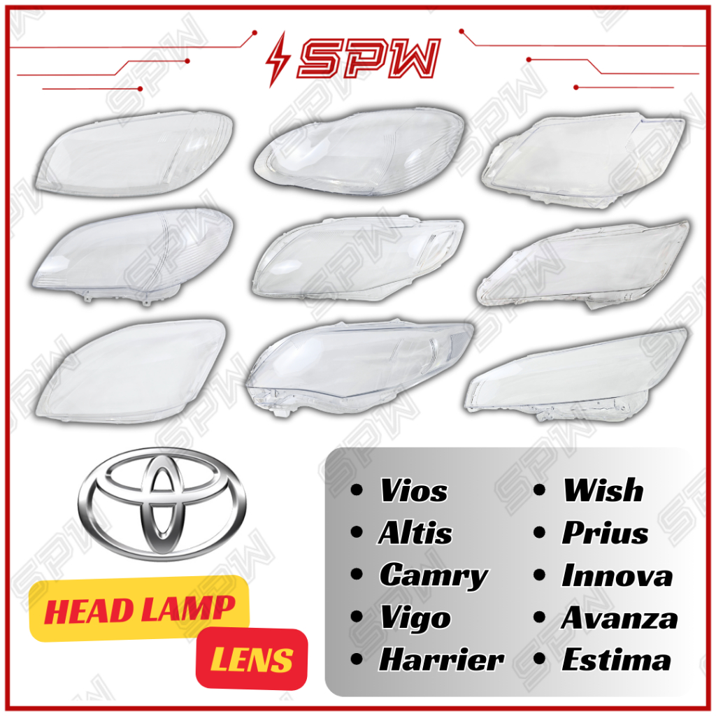TOYOTA HEAD LAMP LENS Head Light Cover OEM Headlamp Clear Lens HD Vios ...