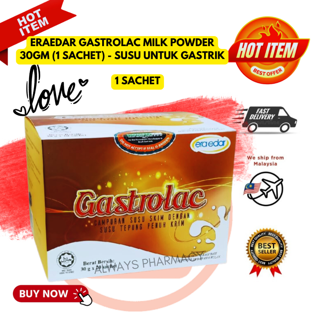 1 SACHET - SUSU GASTROLAC UNTUK GASTRIK & KEMBUNG PERUT 30GM MILK ...