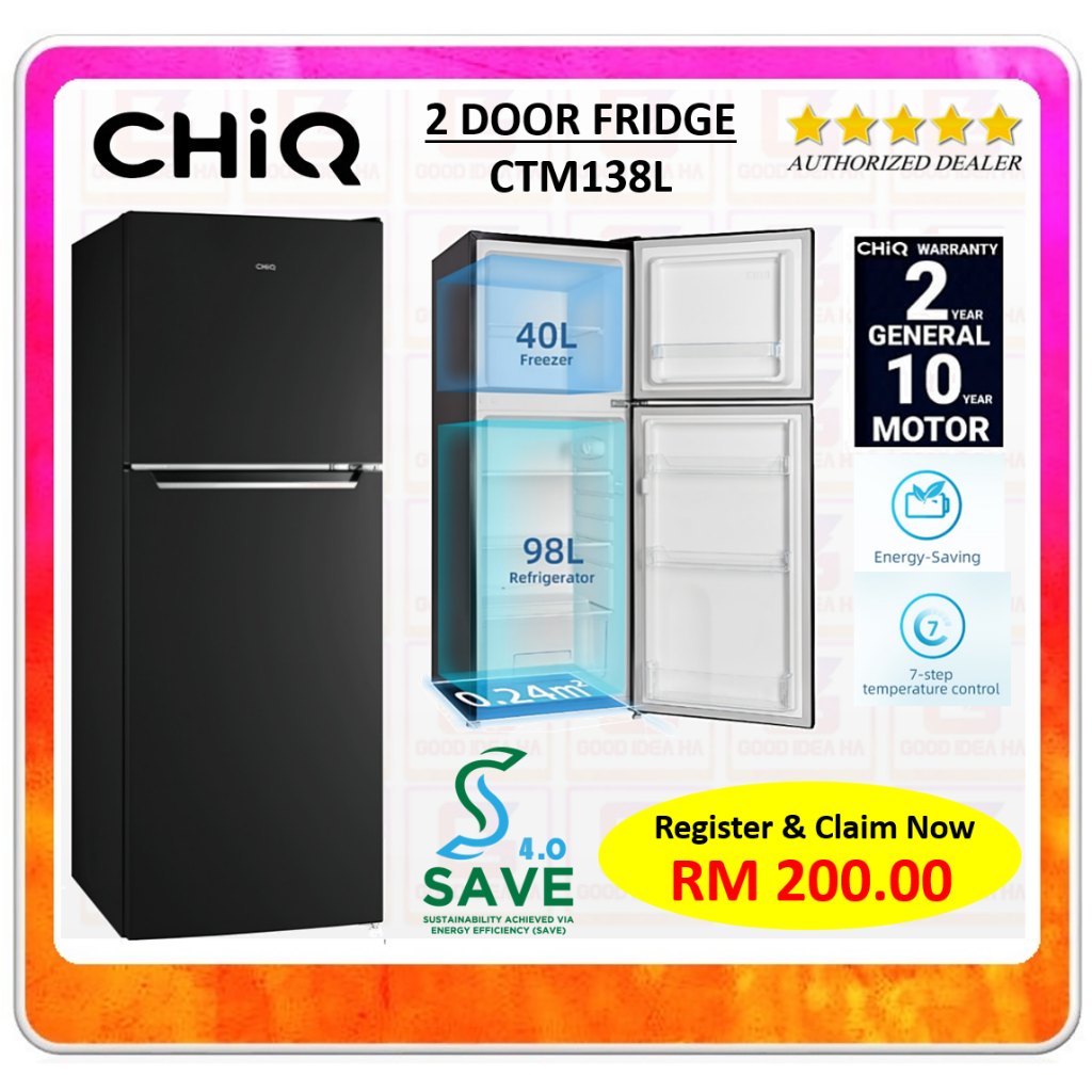 【SAVE 4.0】CHiQ CTM138L Powerful Freezing Two Door defrost 142L ...
