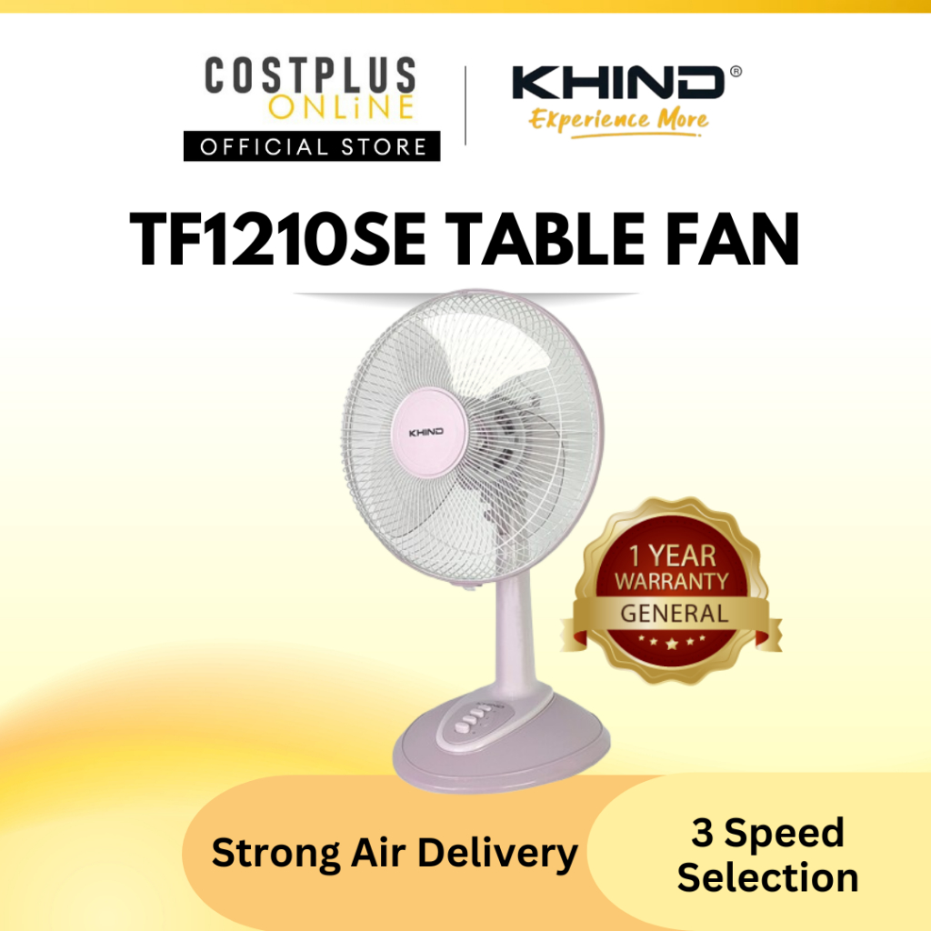 Khind Table Fan 12" Inch TF1210SE with Safety Thermal Fuse High 3 Speed ...