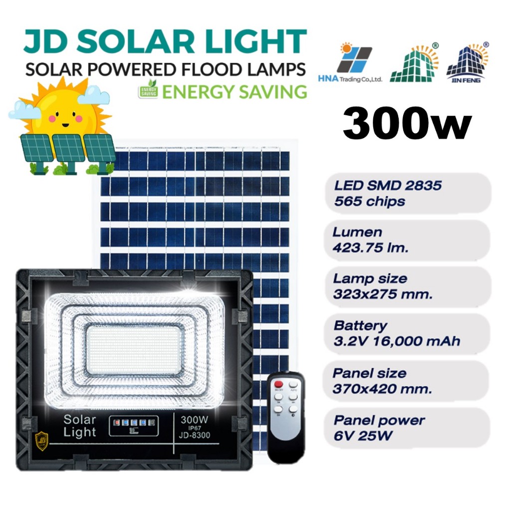 【JDSolarLight】2835-8300 300w Solar Flood Lamp Solar Spotlight Lampu Solar Outdoor Waterproof ...