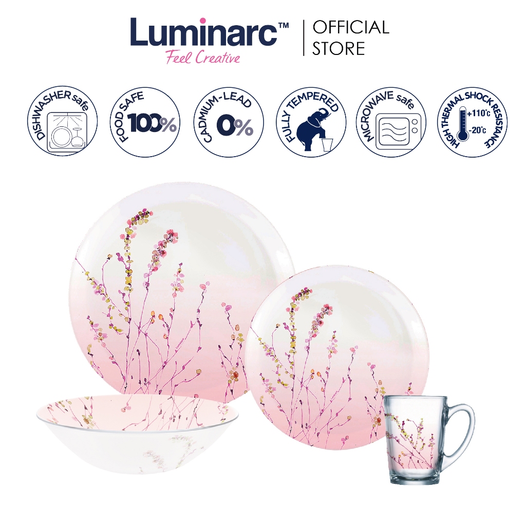 Luminarc 16Pcs Trompette Dinner Set - Pink Color (16 Pieces) [Model ...