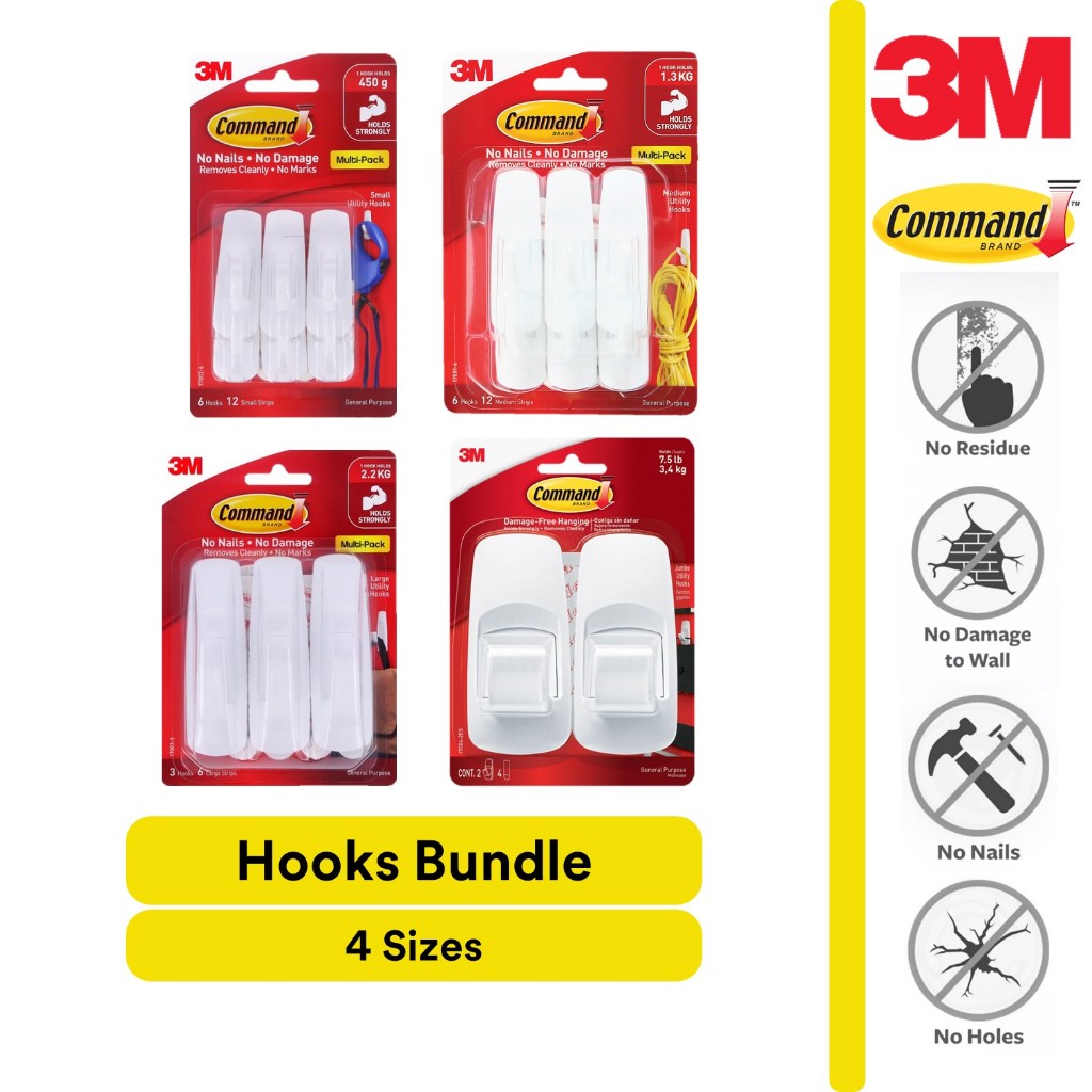 3M Command Bundle 17001 17002 17003 17004 Small Medium Jumbo Large ...