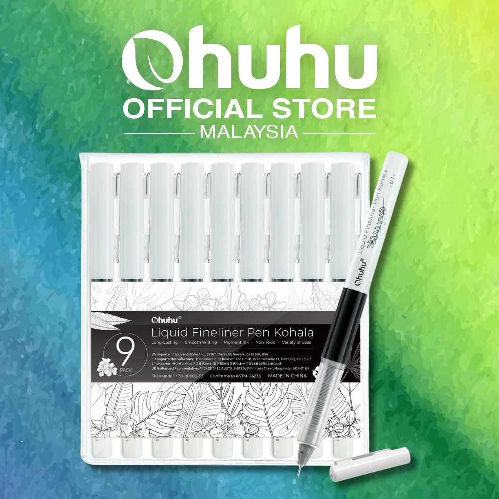 Ohuhu Fineliners Drawing Pen, Set of 8/9 Pack Ultra Fine Line Drawing ...