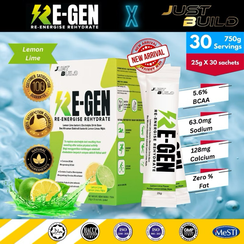 JB Just Build Re-Gen Re-Energise ReHydrate Lemon Lime Electrolyte Drink ...