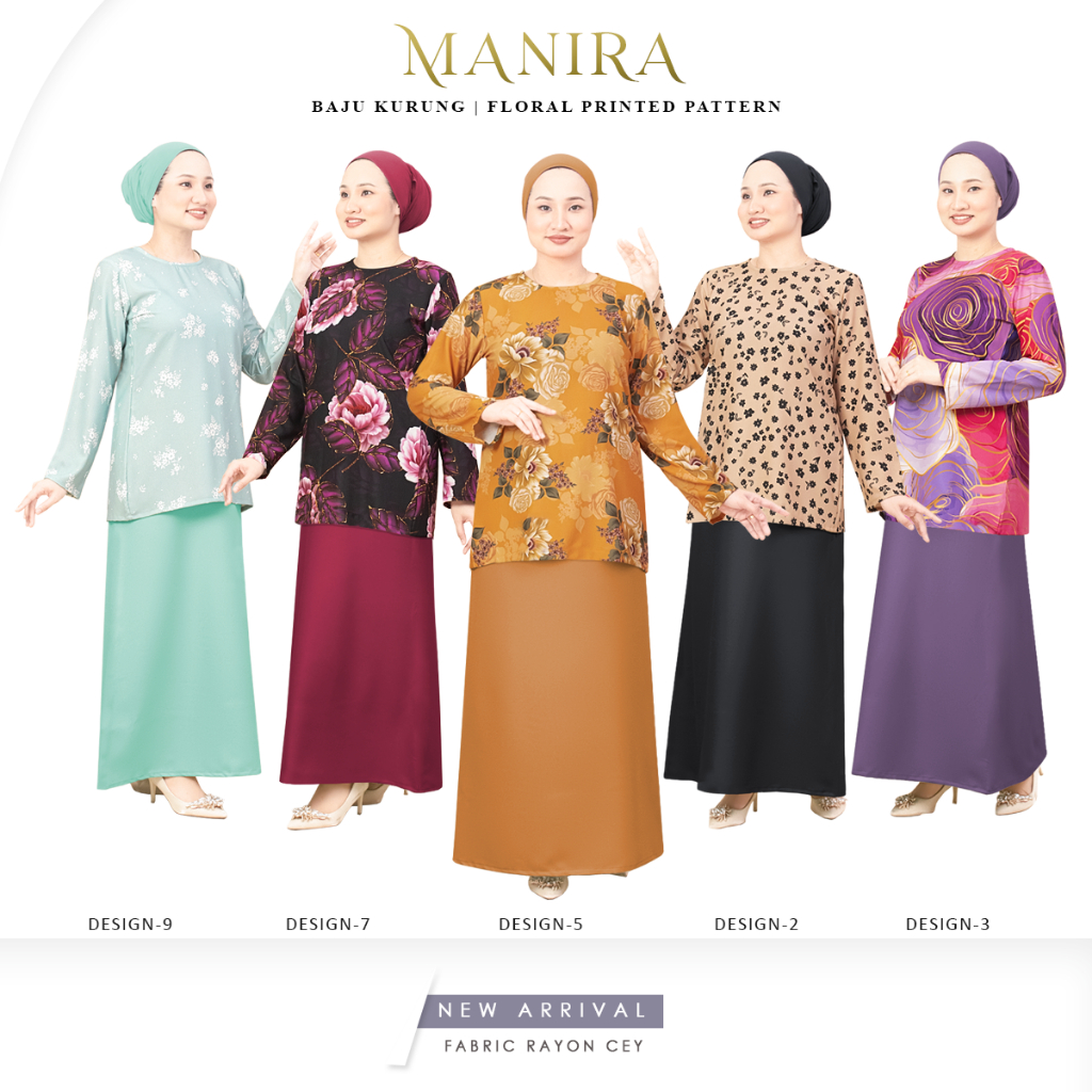 Baju Kurung Floral Printed Pattern Manira by H&H Exclusive - New Season Arrival - Dewasa, Set ...