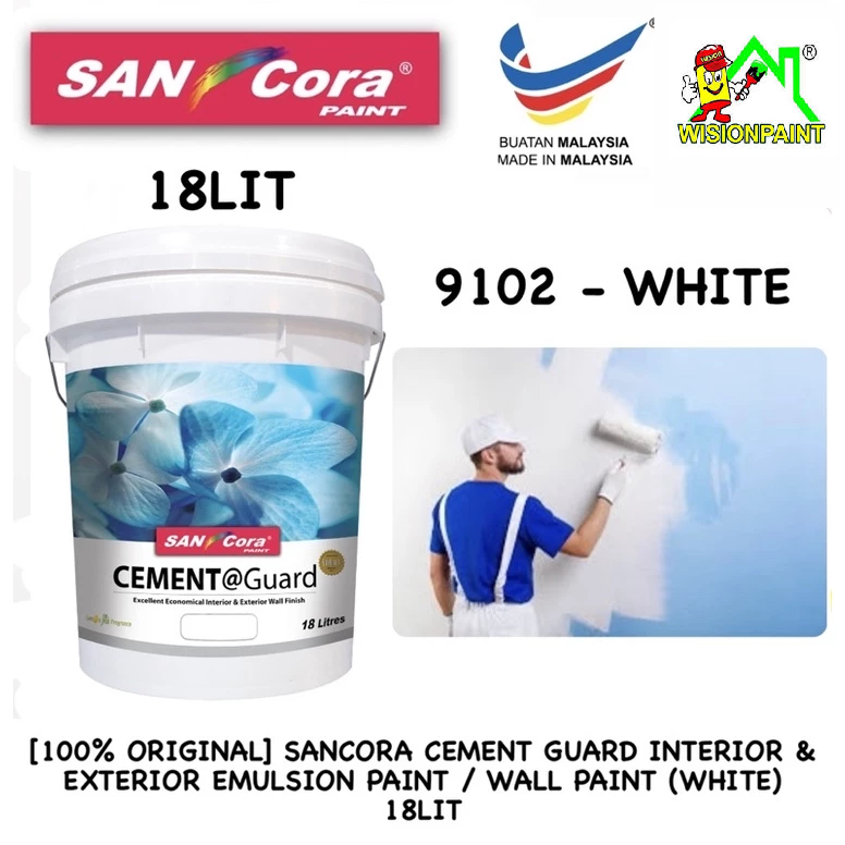 [100% ORIGINAL] 18L WHITE SANCORA CEMENT GUARD INTERIOR & EXTERIOR ...