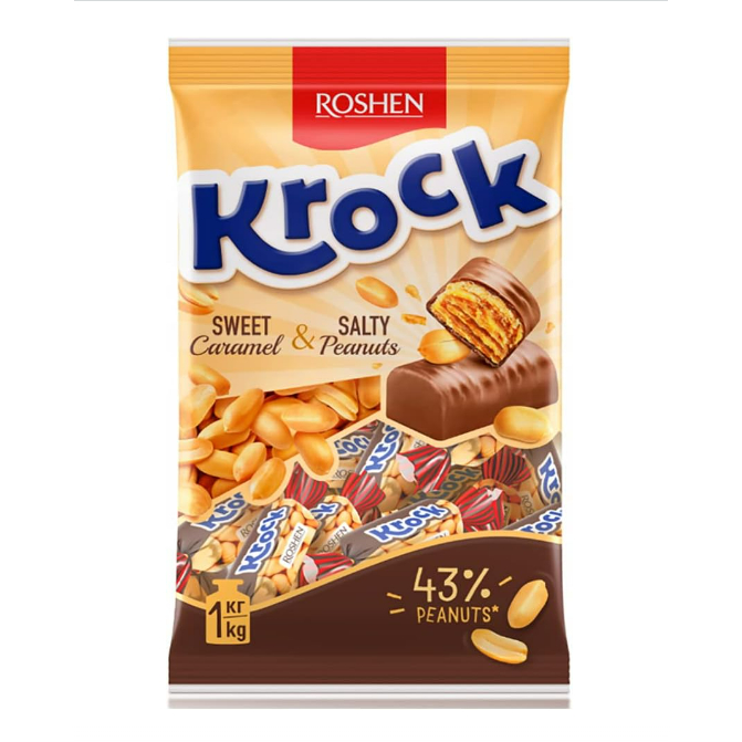 Roshen Krock Chocolate Sweets with Peanut Paste in Cocoa Coating Snack ...