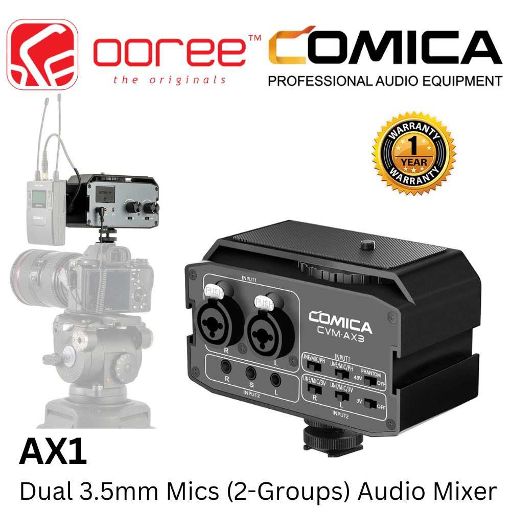 COMICA AX3 / CVM-AX3 XLR/6.35MM/3.5MM(2-GROUPS) AUDIO MIXER WITH DUAL ...