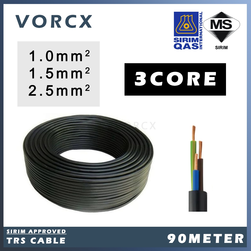 (SIRIM Approved) BT 3Core TRS Cable Full Copper 1.0mm / 1.5mm / 2.5mm ...
