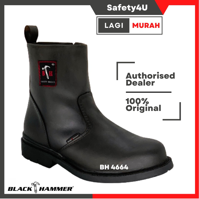 【LOWEST PRICE IN TOWN!!!🔥】Black Hammer Men 4000 Series Mid cut Slip on with Zip Safety Shoes ...