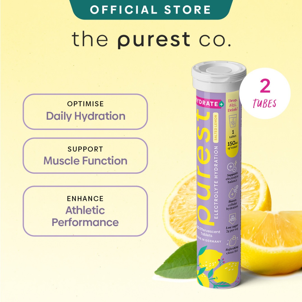 Purest Co Hydrate+ Electrolyte Hydration Tablets - 149mg Sodium ...