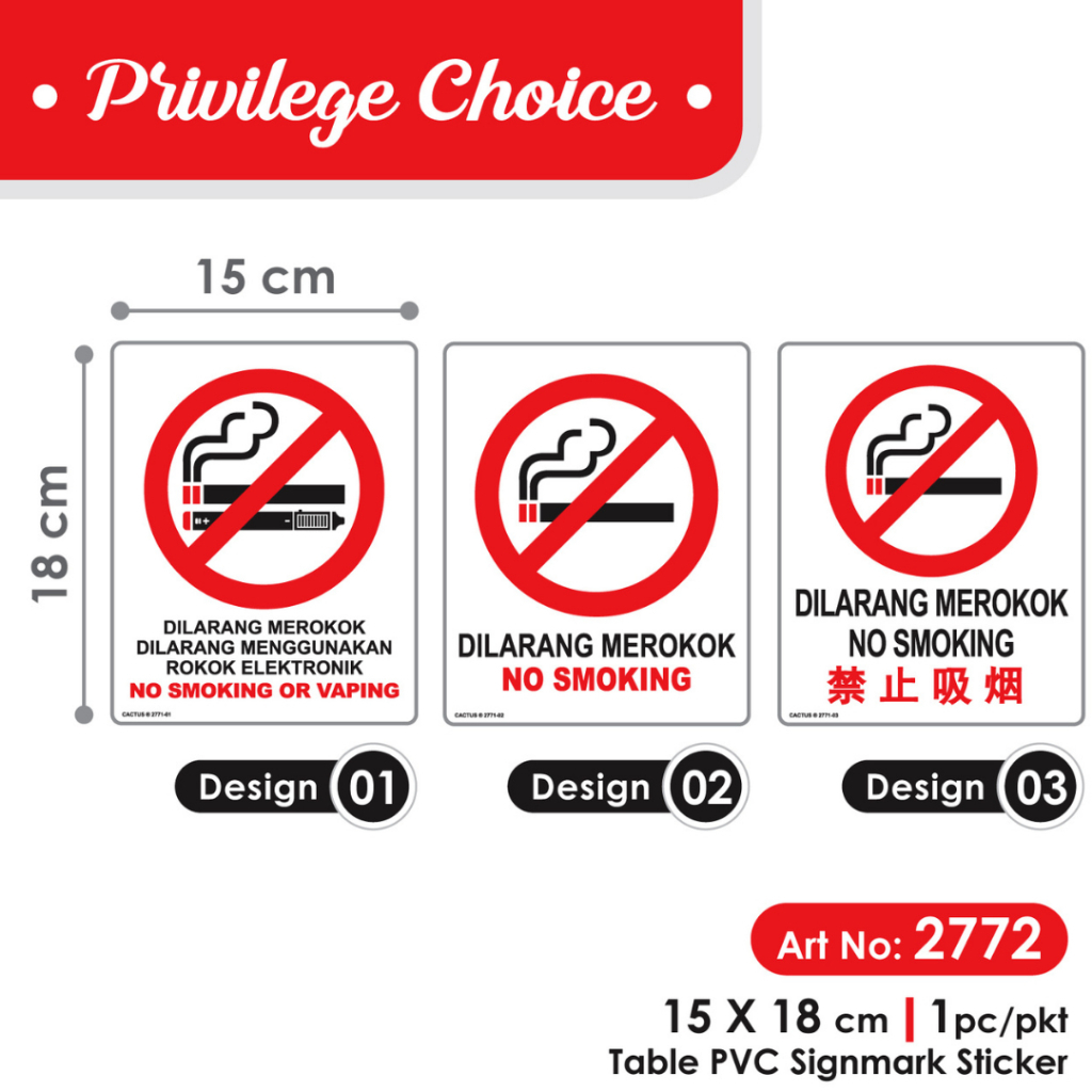 No Smoking Sign Sticker /No Vaping Signmark Sticker / Pelekat Dilarang ...