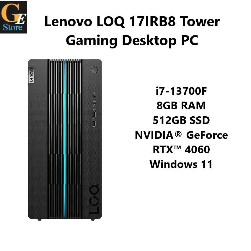 Lenovo LOQ 17IRB8 Tower Gaming Desktop PC (i7-13700F/8GB RAM/512GB SSD ...