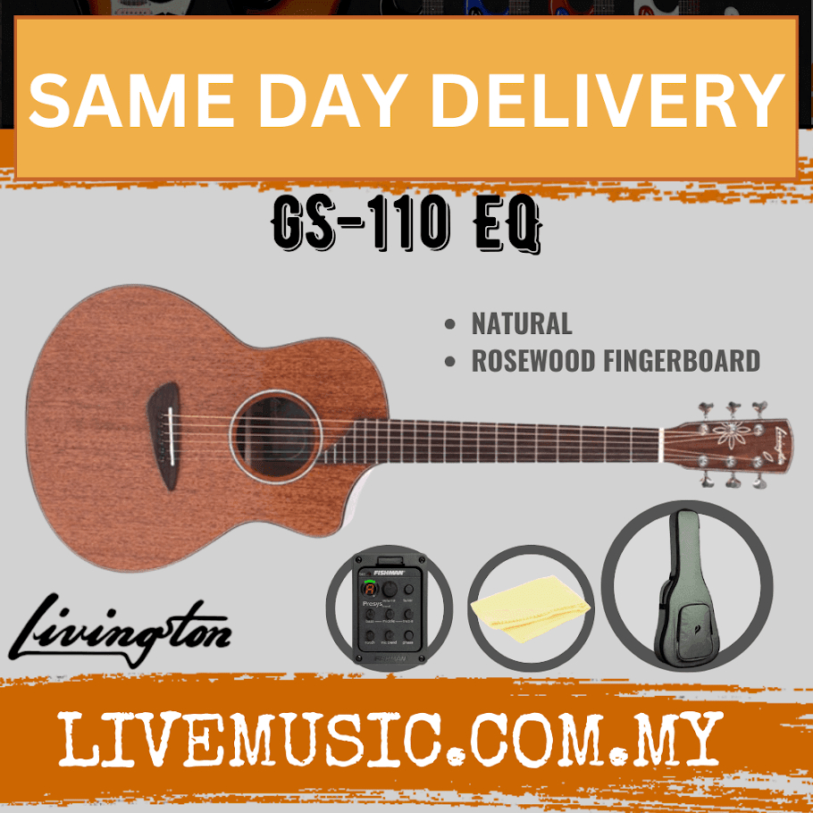 Livingston GS-110 EQ 36" Mahogany Solid Top Grand Symphony Acoustic-Electric Guitar, RW FB ...