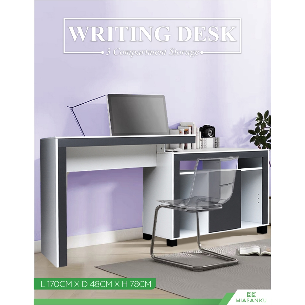 HK Writing Desk with 3 Compartment Storage with Door/OMBRE Series/Study ...