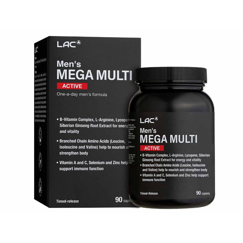 LAC Men's Mega Multi Active Timed-Release Caplet 90s exp : 12/2025 | Shopee Malaysia