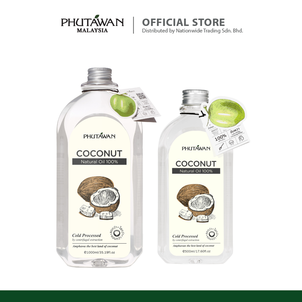Phutawan 100% Cold Pressed Coconut Oil 500ml / 1000ml | Virgin Organic | Shopee Malaysia