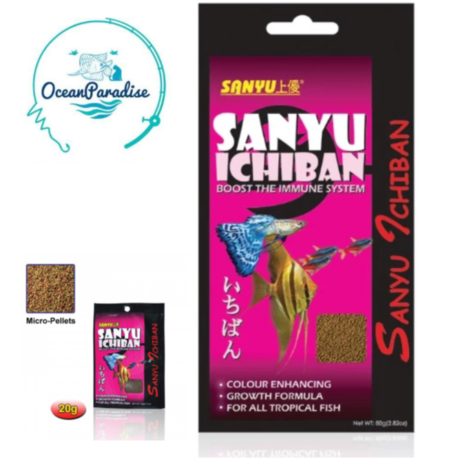 Sanyu Ichiban Guppy Micro Pellets Small Fish Food (20g/80g) Makanan ...