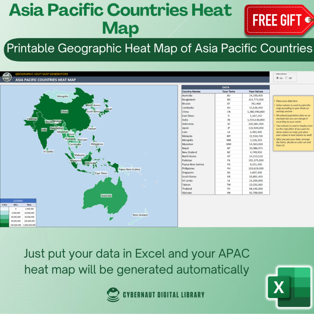 Excel Template - Asia Pacific Heat Map Excel Template (Free 12-in-1 ...