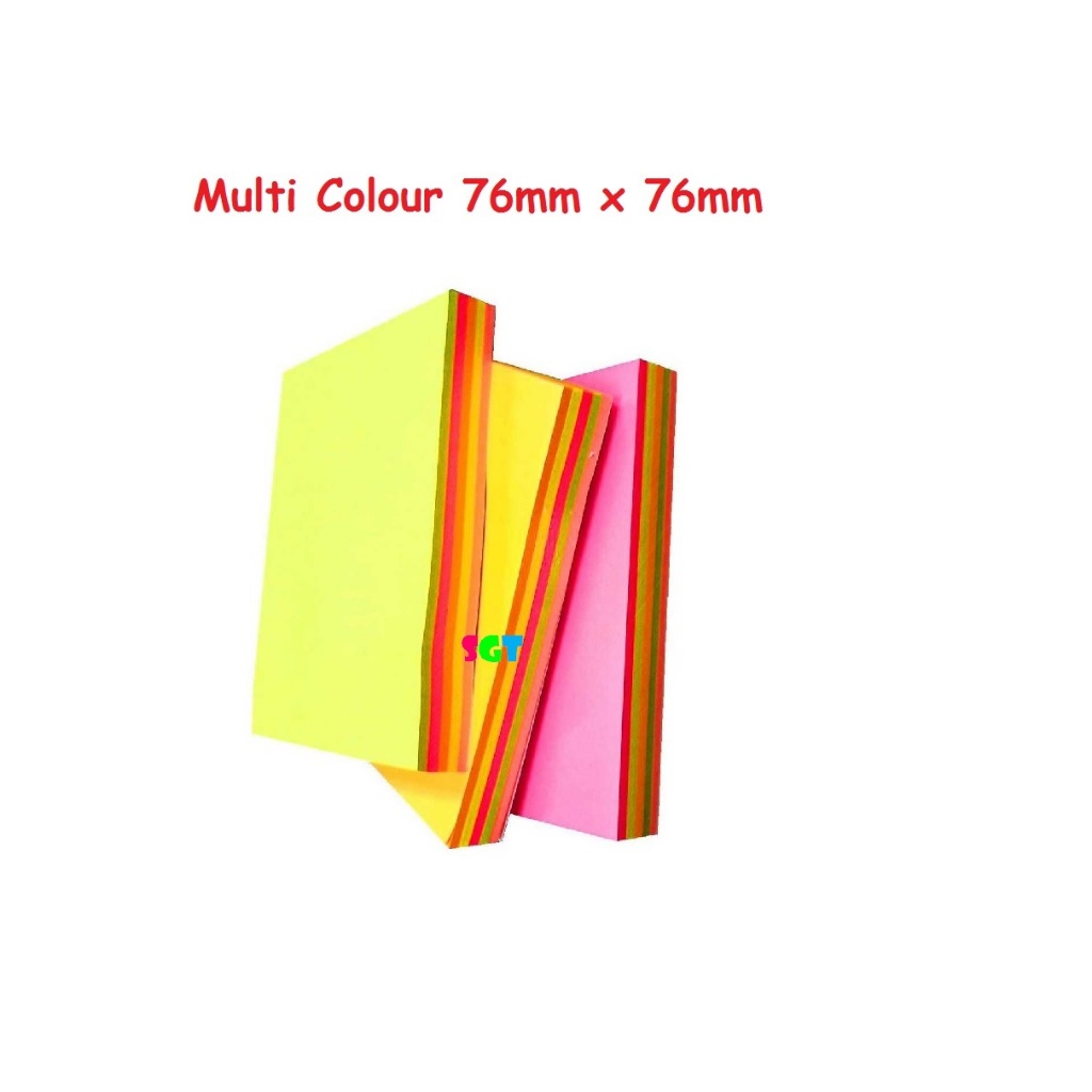 Stick Note 3'' x 3'' Neon Colours (Mix) 100`s/Pack | Shopee Malaysia