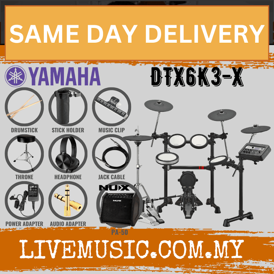Yamaha DTX6K3-X 5-Piece Electronic Drum Set with Amplifier and Throne ...