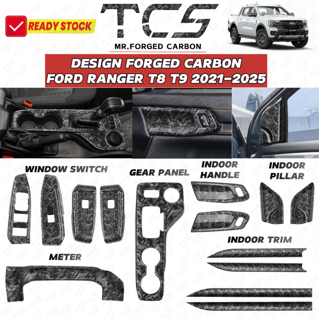 TCS DESIGN FORGED CARBON FORD RANGER T8 T9 2021-2024+ CAR COVER FRAME ...
