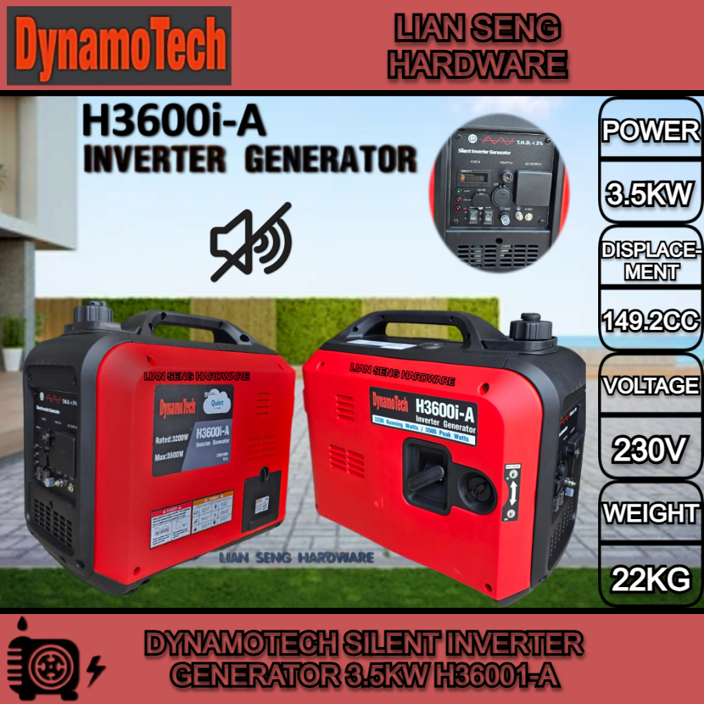 DYNAMOTECH SILENT INVERTER GENERATOR 3.5KW H3600I-A | Shopee Malaysia