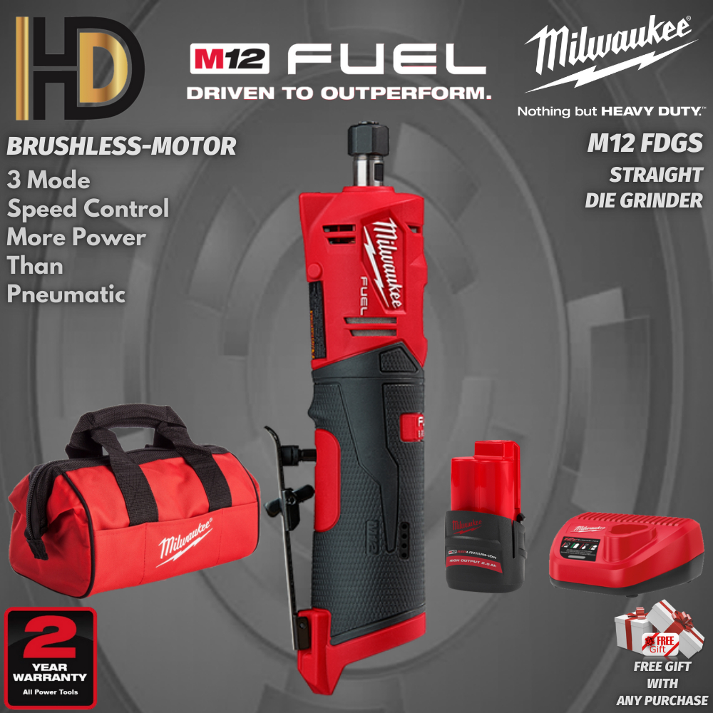 Milwaukee M12 FDGS Fuel Straight Die Grinder / Brushless Motor / Most ...